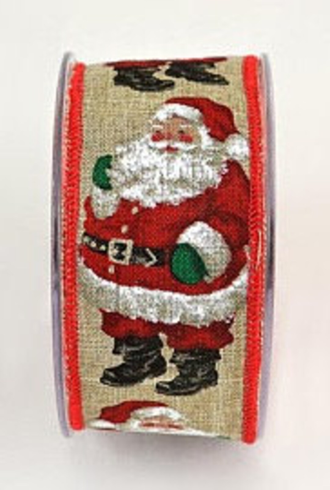 Wired Christmas Ribbon Santa Claus Full Body on Natural - Etsy