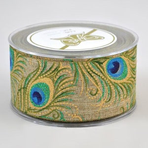 Wide Peacock Feather Ribbon, 3 Widths (2.3cm/4.3cm) Thick Polyester ...