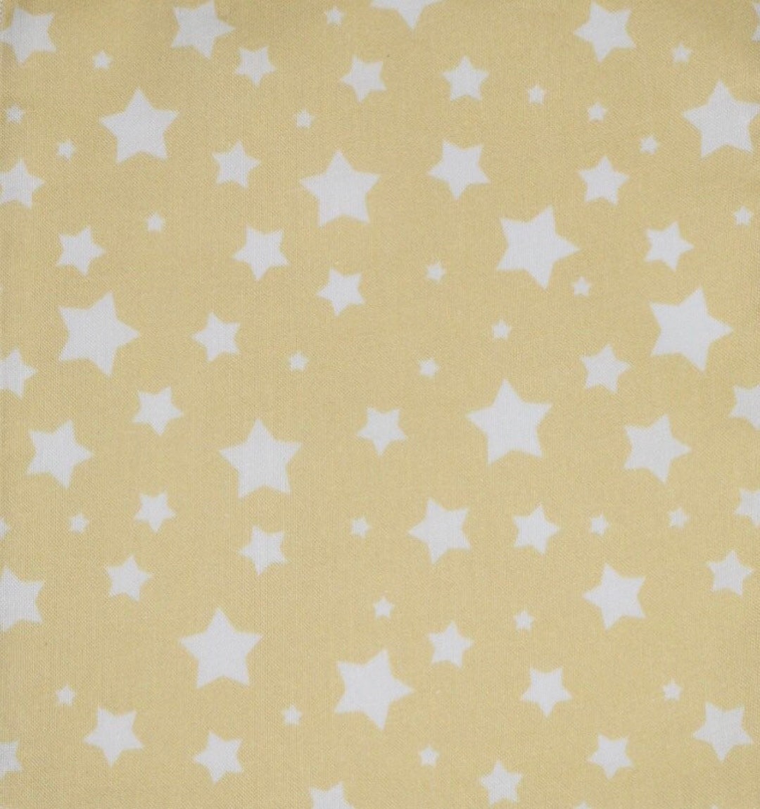 Light Yellow Cotton Fabric by the Yard, With Stars Printed, 140 Cm/1.53 ...