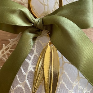 Tulle Net Wedding Favor With Ivory Pouch and Gold Plated Olive Tree ...