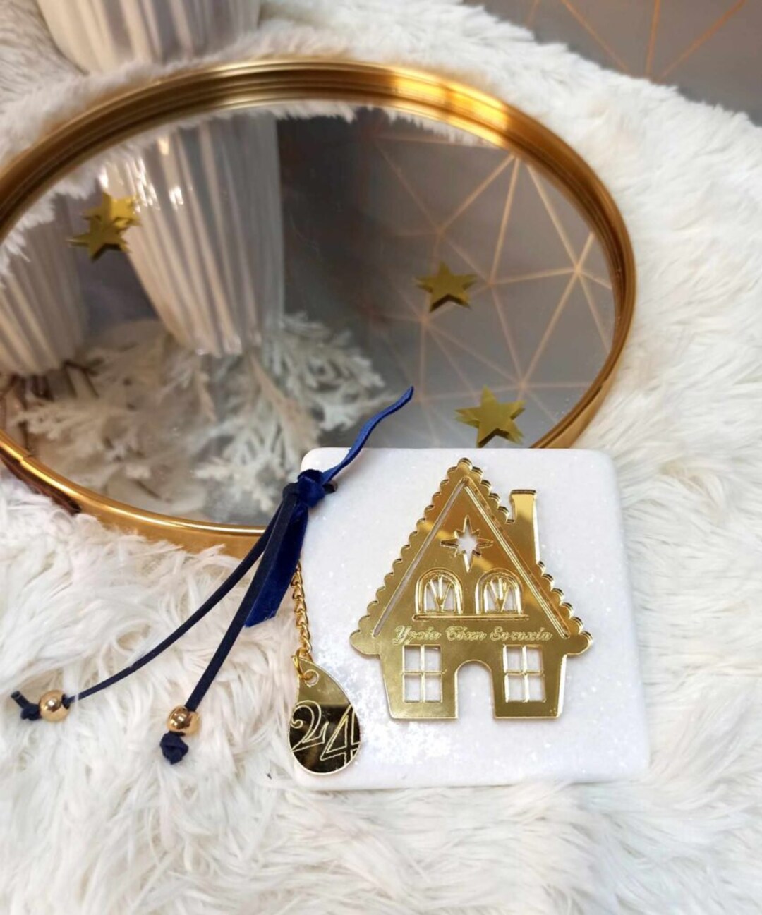 Marble Ornament With Plexiglass House Unique Christmas Gift - Etsy