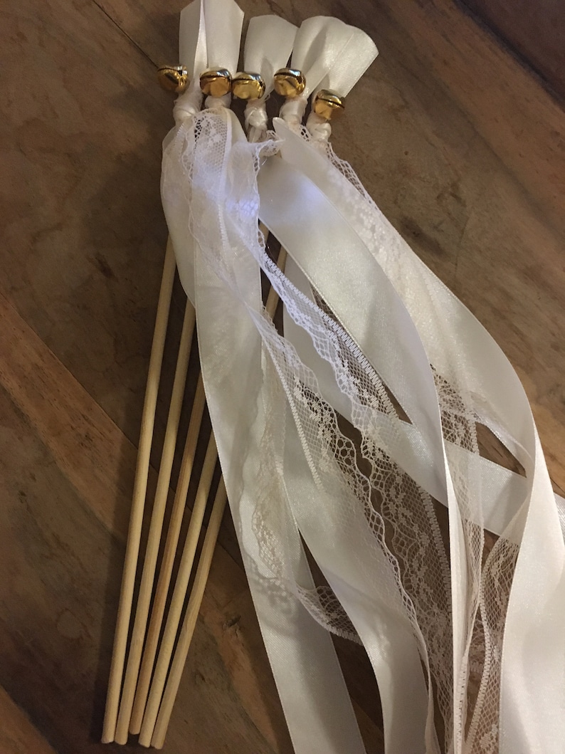 20 Wedding Wands Party Streamers Gold Bells Satin Ribbons - Etsy