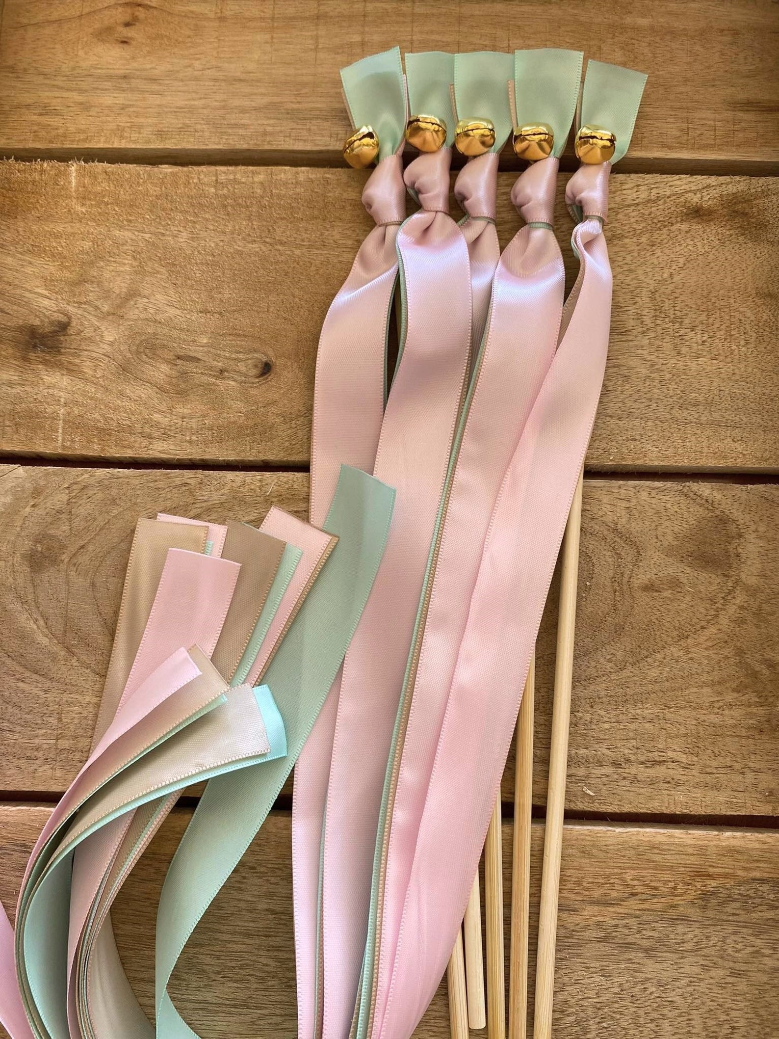 20 Wedding Wands Party Streamers Gold Bells Satin Ribbons - Etsy