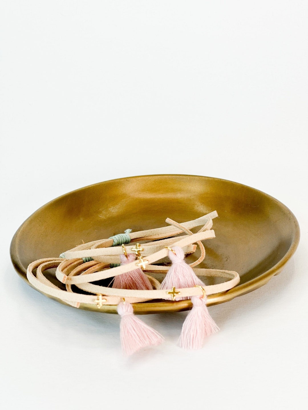 10 Pcs Martyrika Bracelets for Girls With Beige Vegan Suede and Gold ...
