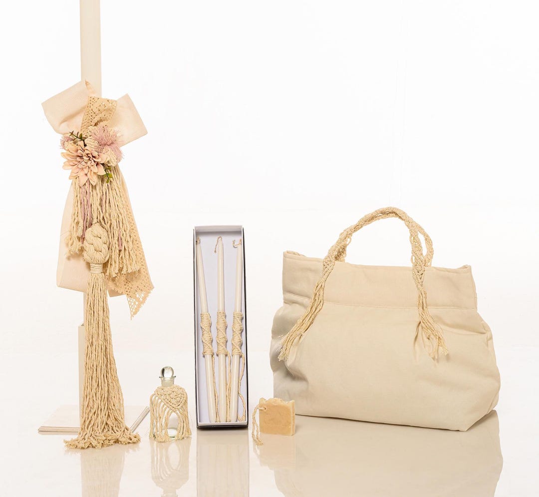 Romantic Baptism Set for Girls With Macrame Flowers, Christening Set ...