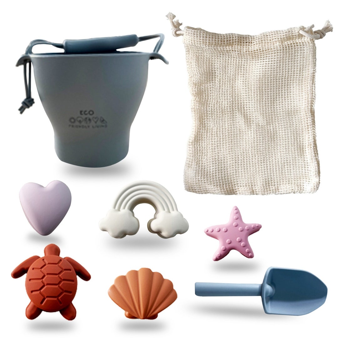 ECO Friendly Living - Silicone Beach Toys Includes Organic Bag, Heart ...