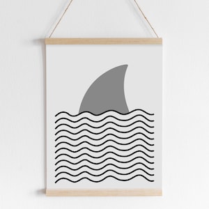 Shark Fin Printable Wall Art Nautical Nursery Decor Shark Illustration ...