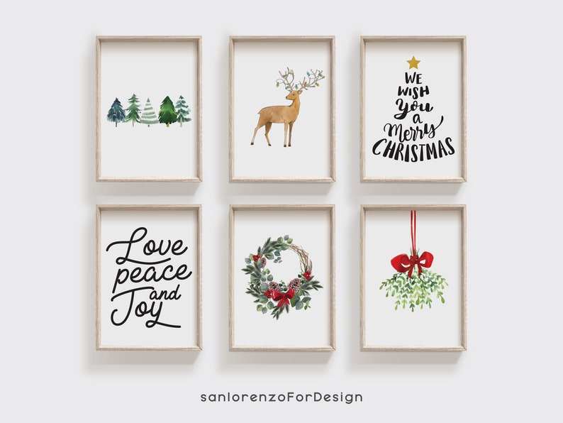 Christmas Printable Wall Art Christmas Print Set Winter Wall - Etsy