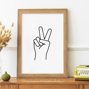 Black and White Peace Sign Printable Wall Art Room Art Print Home Decor ...