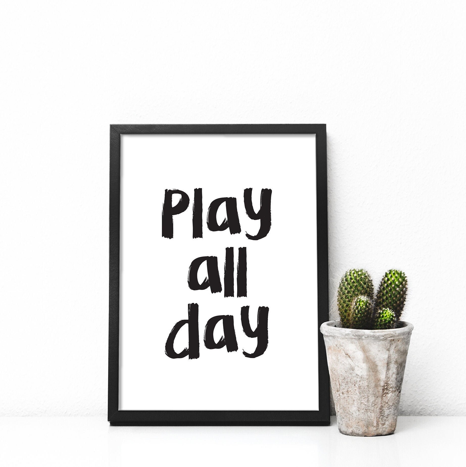 Play All Day Sign Printable Wall Art Playroom Art and Decor | Etsy