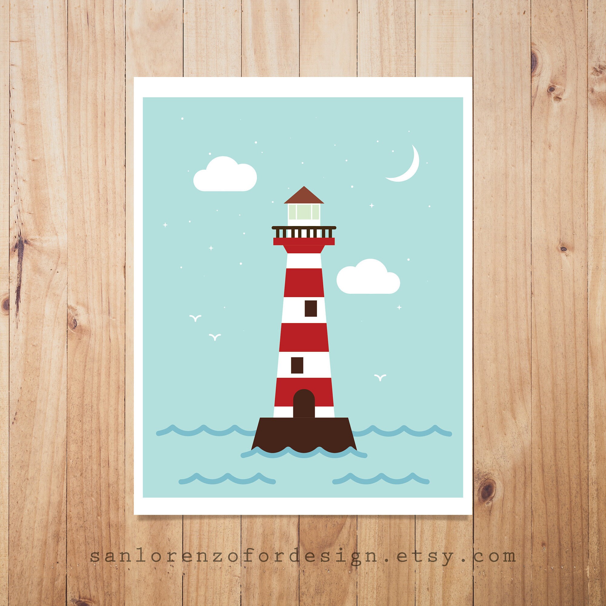 Lighthouse Printable Wall Art for Kids Room Nautical Nursery | Etsy