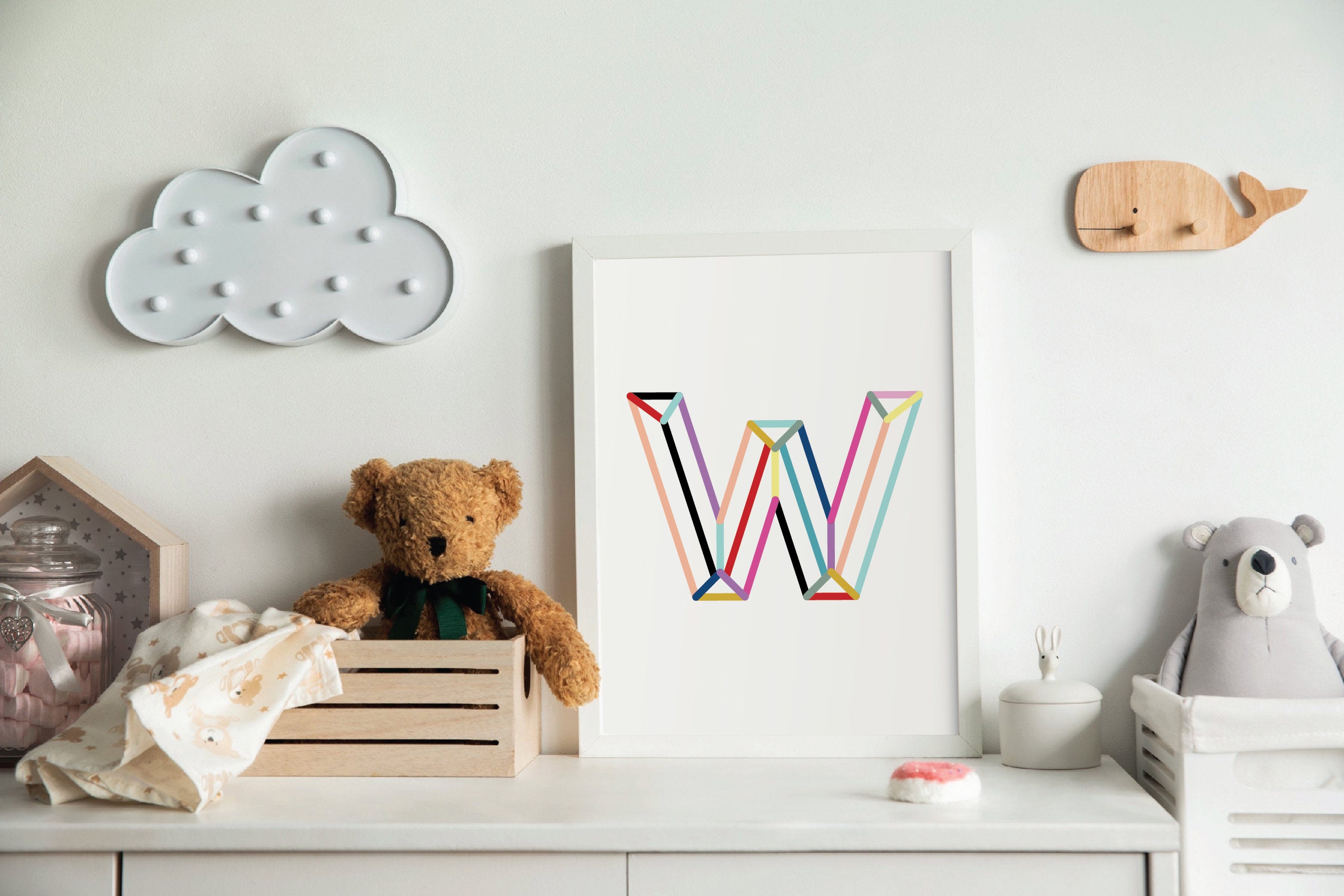 Poster Letter W for Nursery Initial Decor Modern Monogram Printable ...