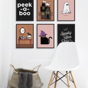 Halloween Printable Wall Art Set of 6 Halloween Decor Spooky Prints Set ...