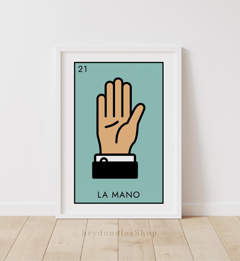 Loteria Mexicana La Mano Printable Wall Art Mexican Folk Art - Etsy