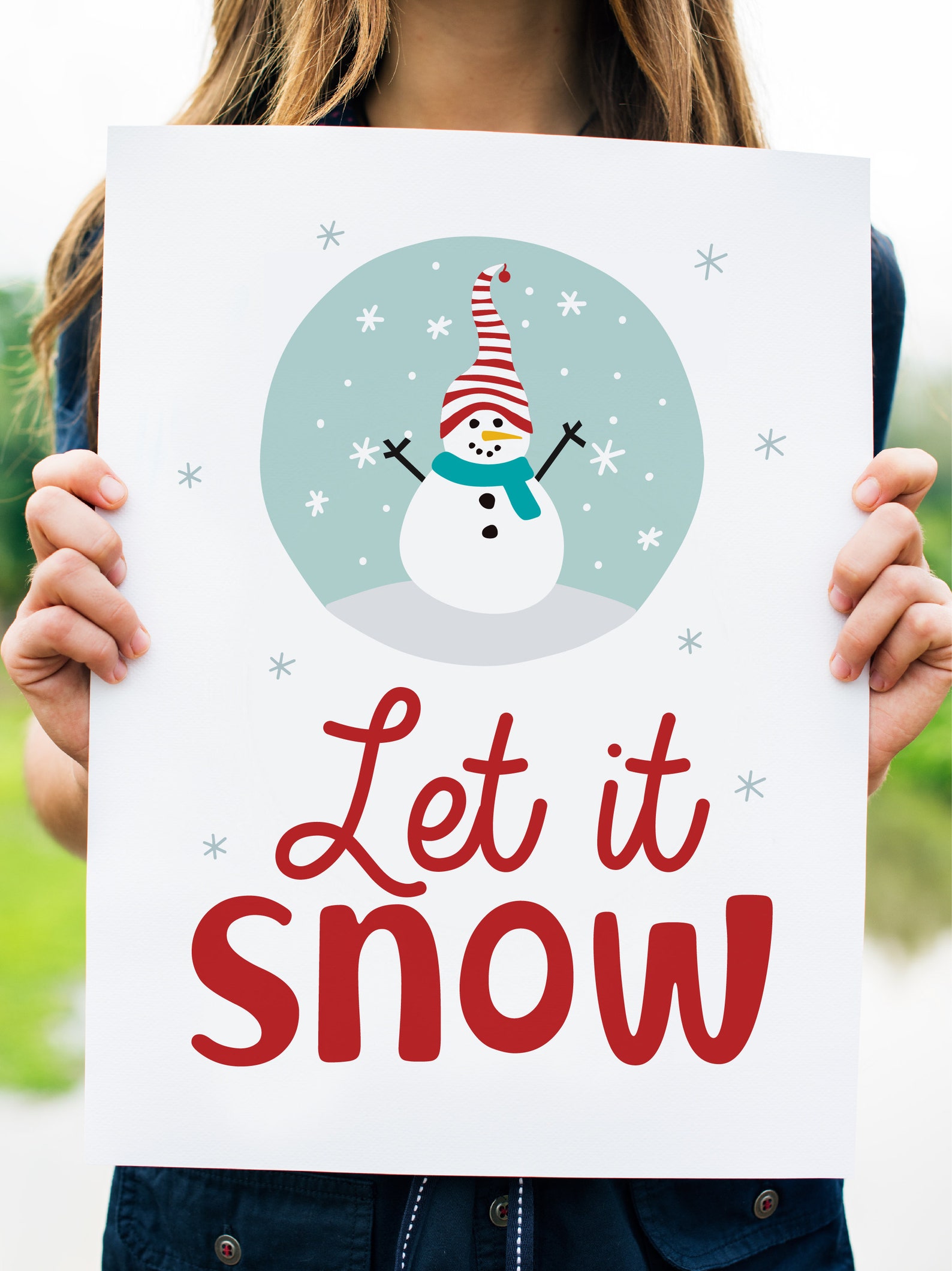 Christmas Printable Wall Art Let It Snow Christmas Wall | Etsy