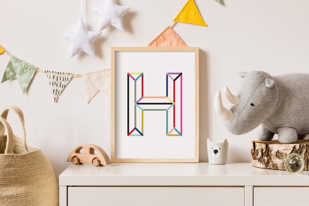 Initial Decor Nursery, Initial Nursery Decor, Letter H Wall Art ...