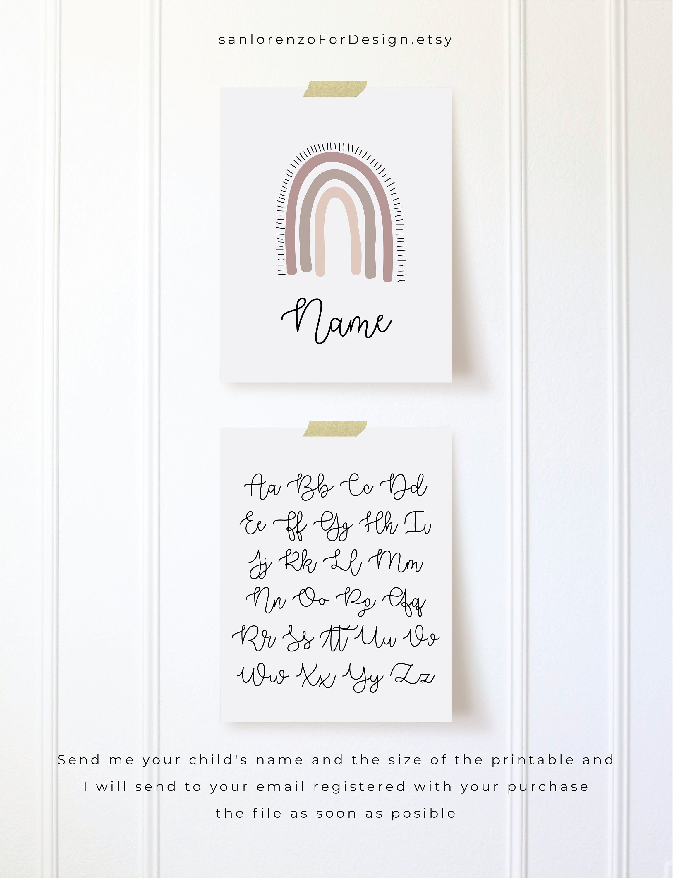 Rainbow Name Printable Boho Rainbow Baby Name Custom Name - Etsy