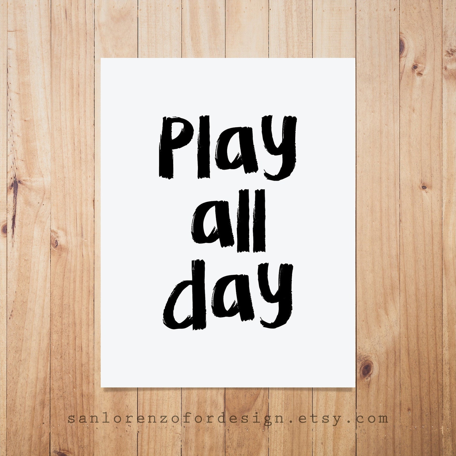Play All Day Sign Printable Wall Art Playroom Art and Decor - Etsy