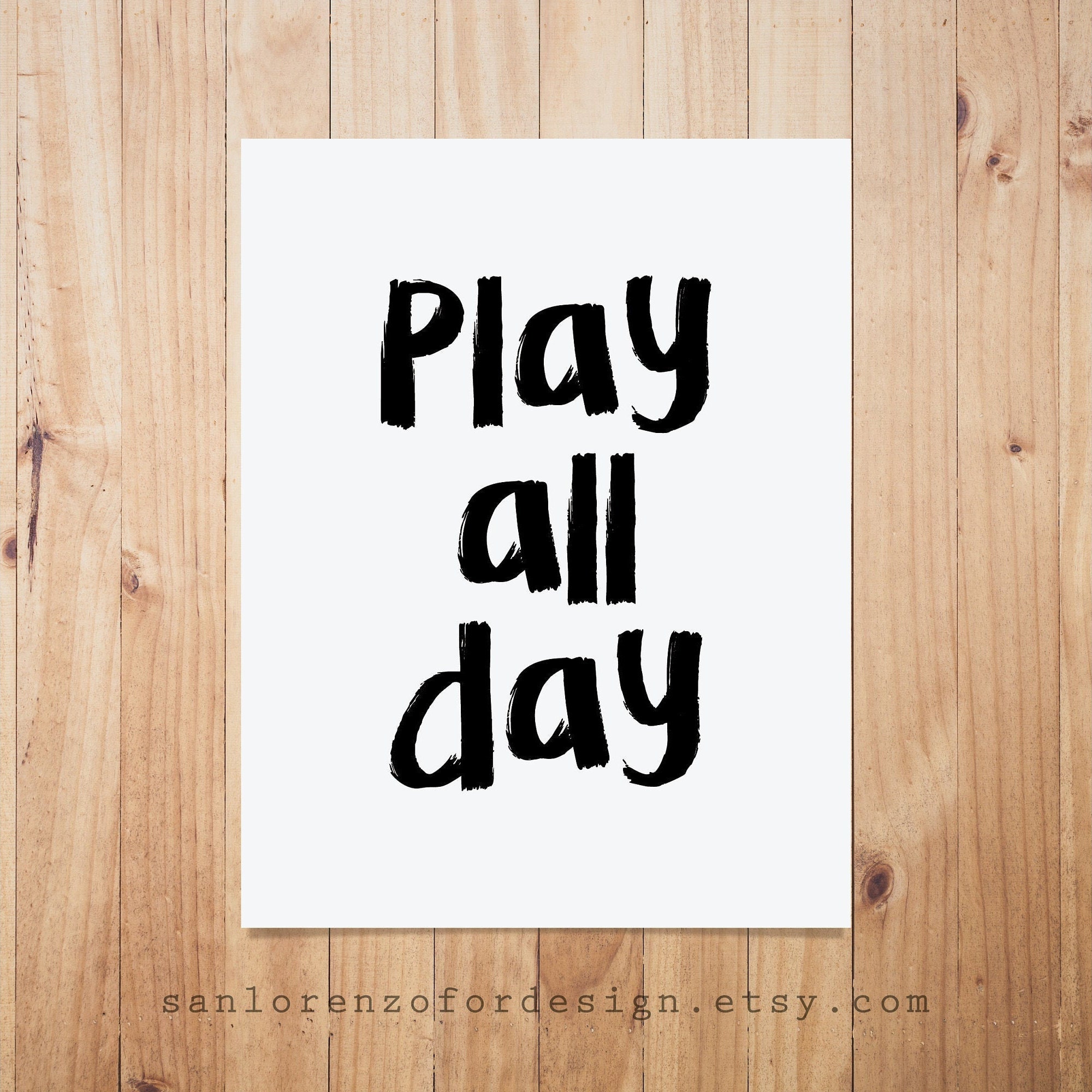 Play All Day Sign Printable Wall Art Playroom Art and Decor - Etsy