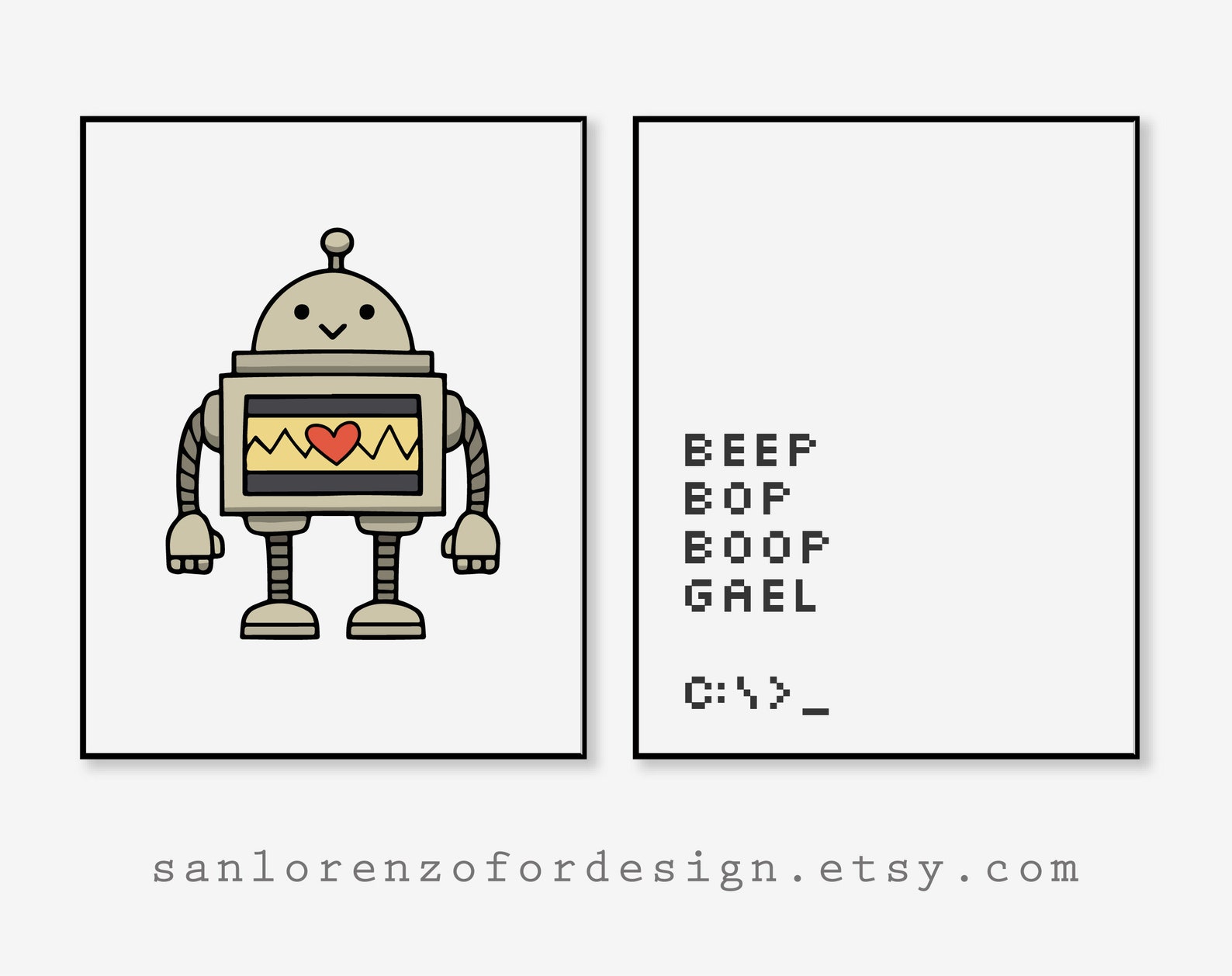 Beep Bop Boop Robot and Custom Child's Name Wall Art - Etsy