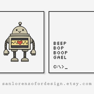 Beep Bop Boop Robot and Custom Child's Name Wall Art - Etsy