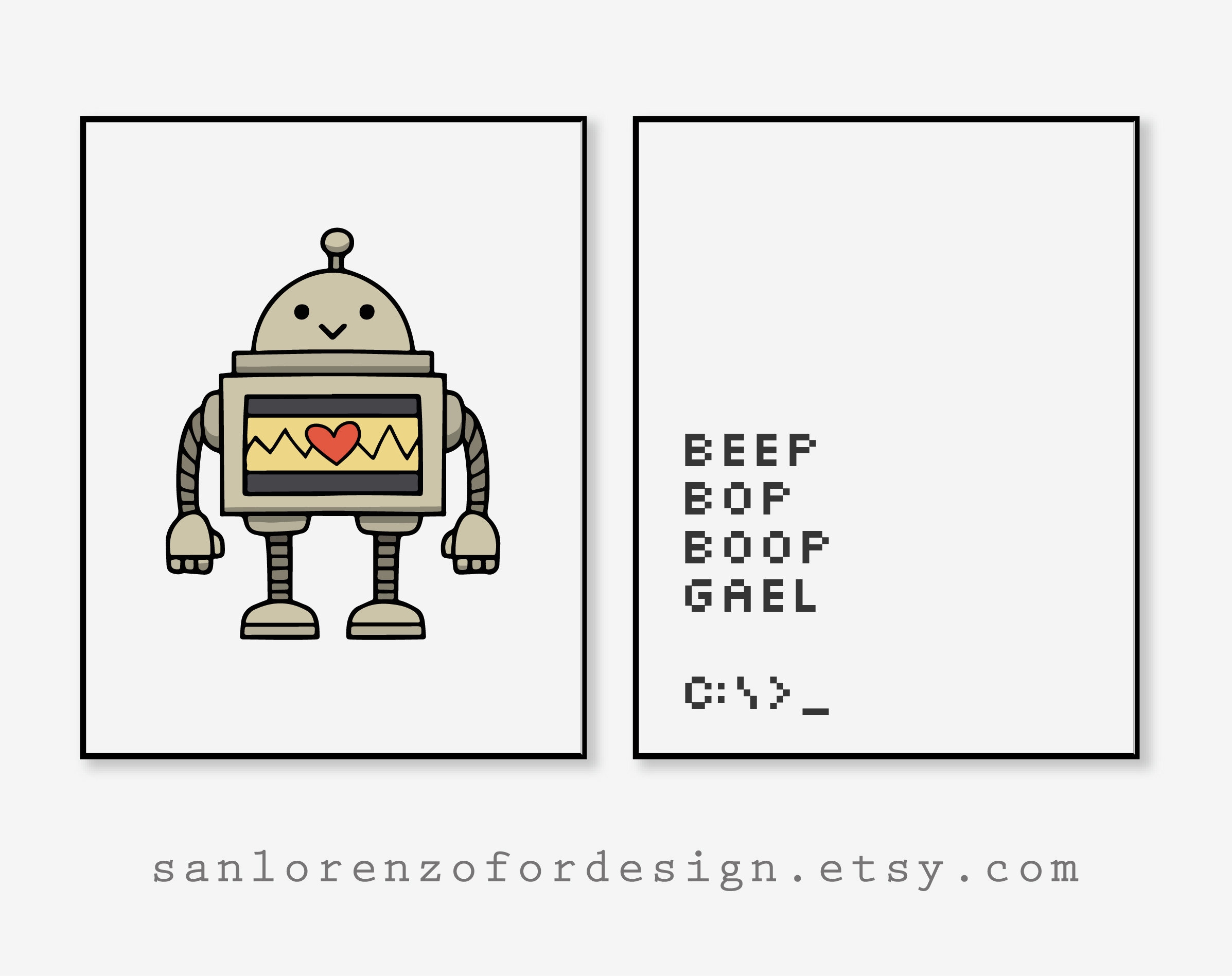 Beep Bop Boop Robot and Custom Child's Name Wall Art - Etsy