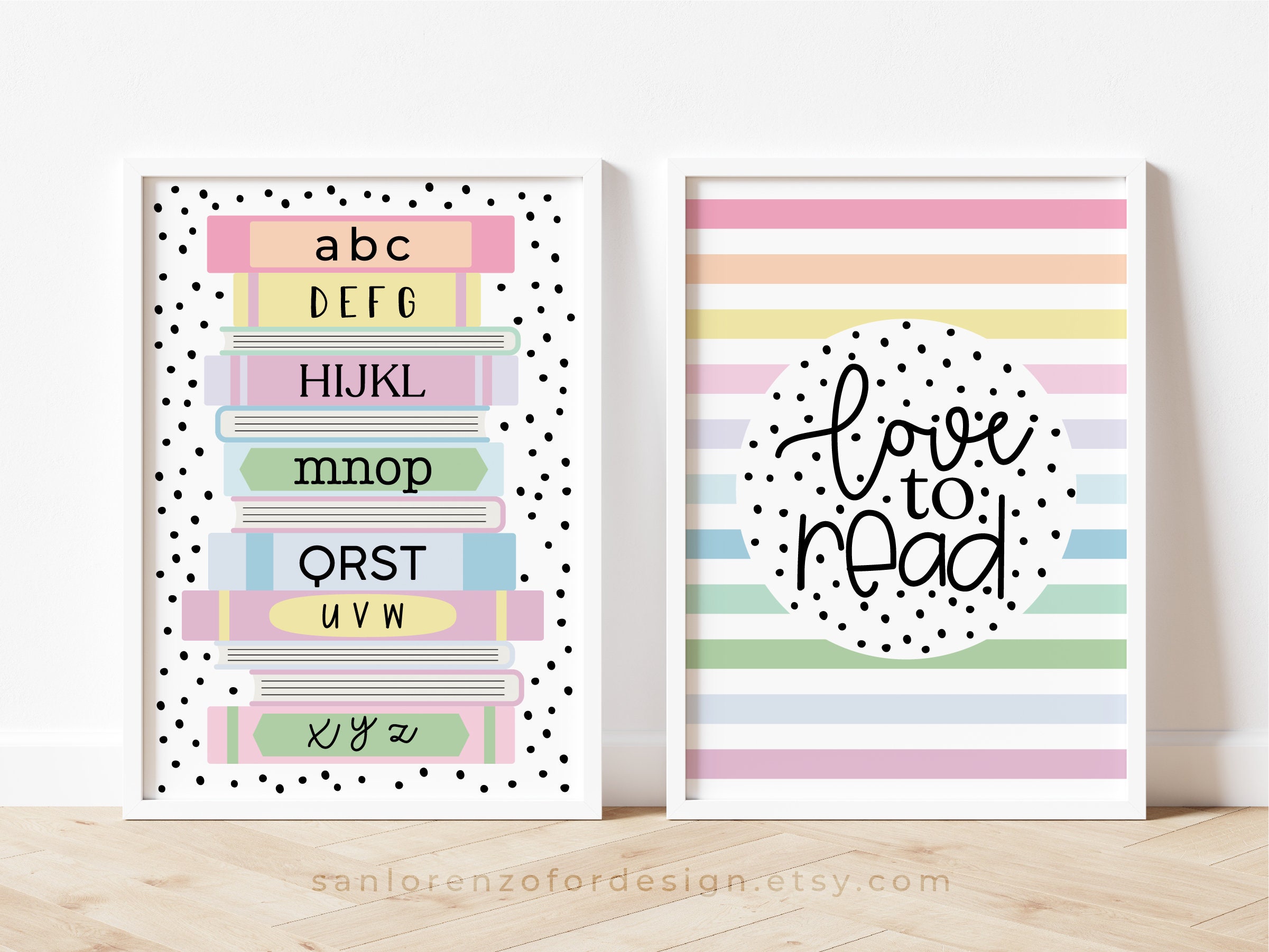 Love To Read Sign ABC Poster Colorful Printable Wall Art For | Etsy