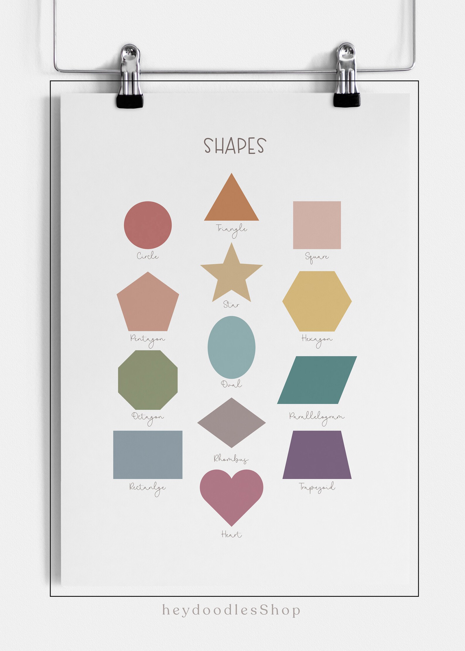Shapes Printableeducational Wall Art Print Playroom Decor - Etsy