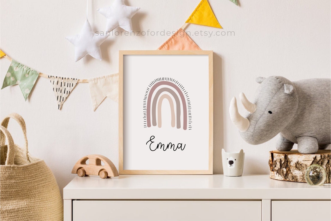 Rainbow Name Printable Boho Rainbow Baby Name Custom Name - Etsy