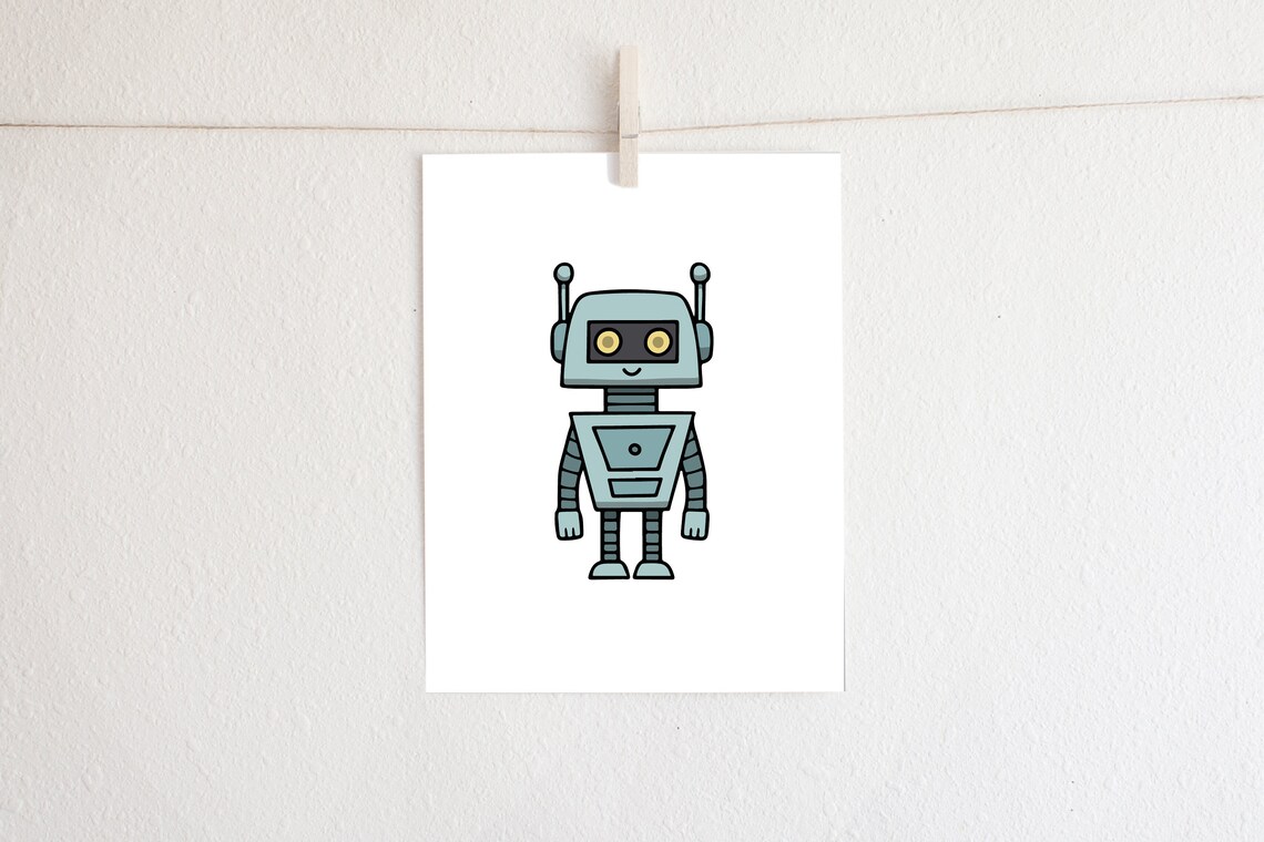 Set of 3 Robot Nursery Robot Wall Decor Retro Robot Robot - Etsy