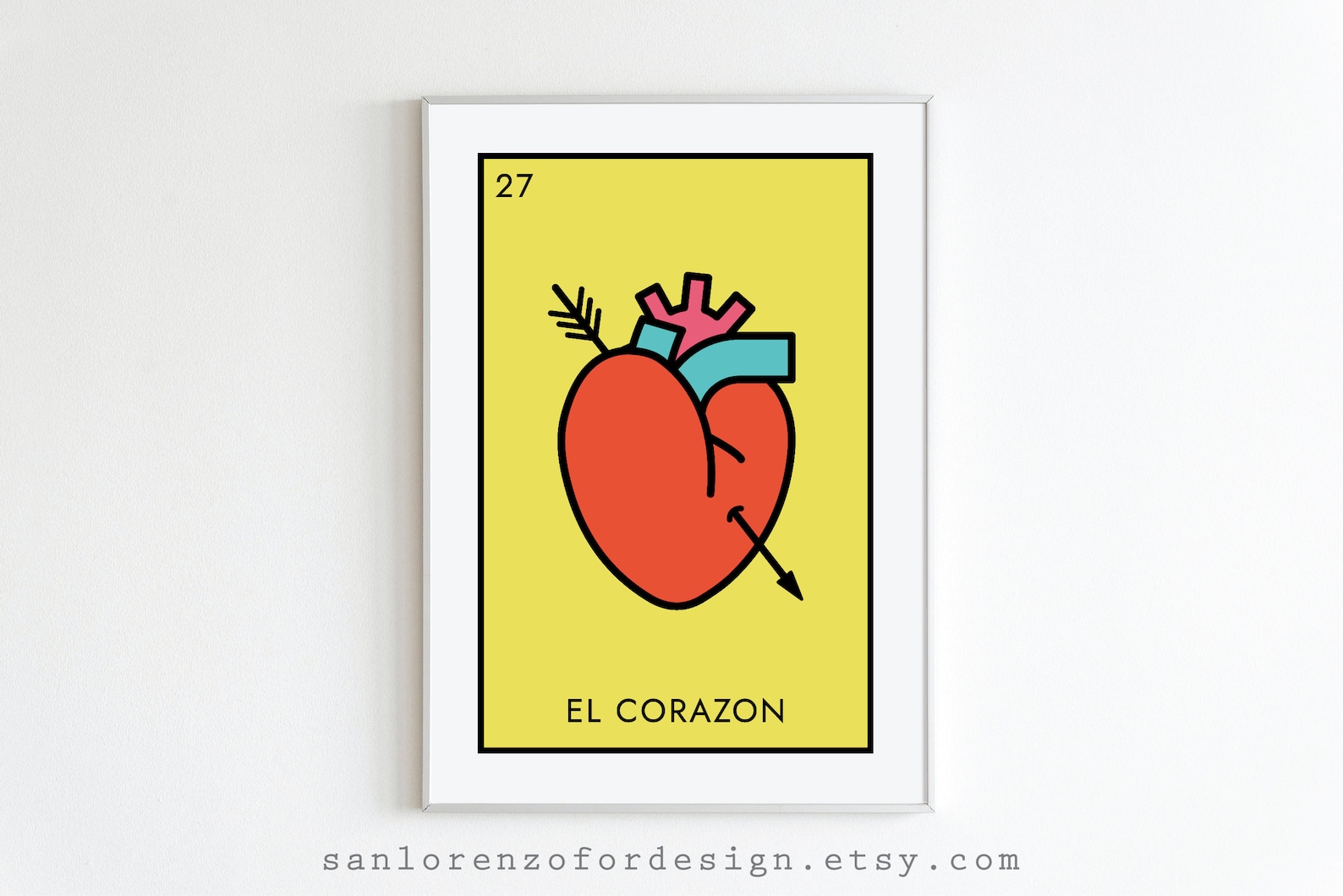 Loteria Mexicana El Corazon Printable Wall Art Mexican Folk | Etsy