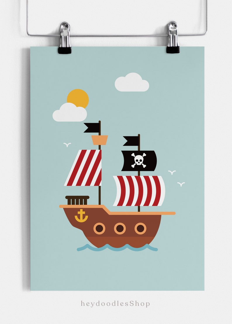 Ahoy Pirate Ship for Kids Room Nautical Nursery Room Ocean - Etsy