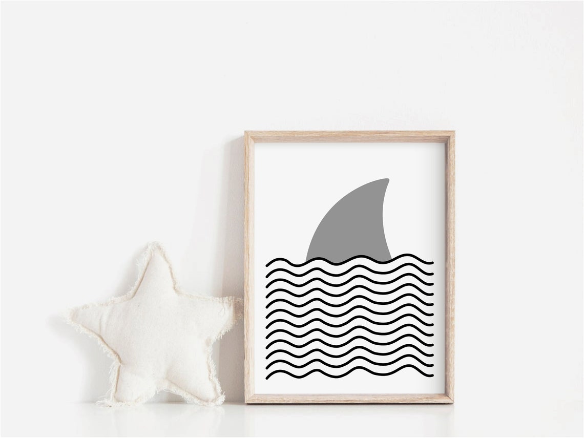 Shark Fin Printable Wall Art Nautical Nursery Decor Shark | Etsy