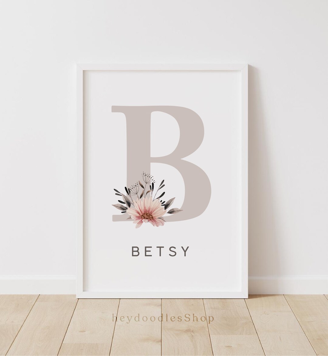 Floral Initial Print Boho Nursery Name Baby Shower Gift Personalized ...