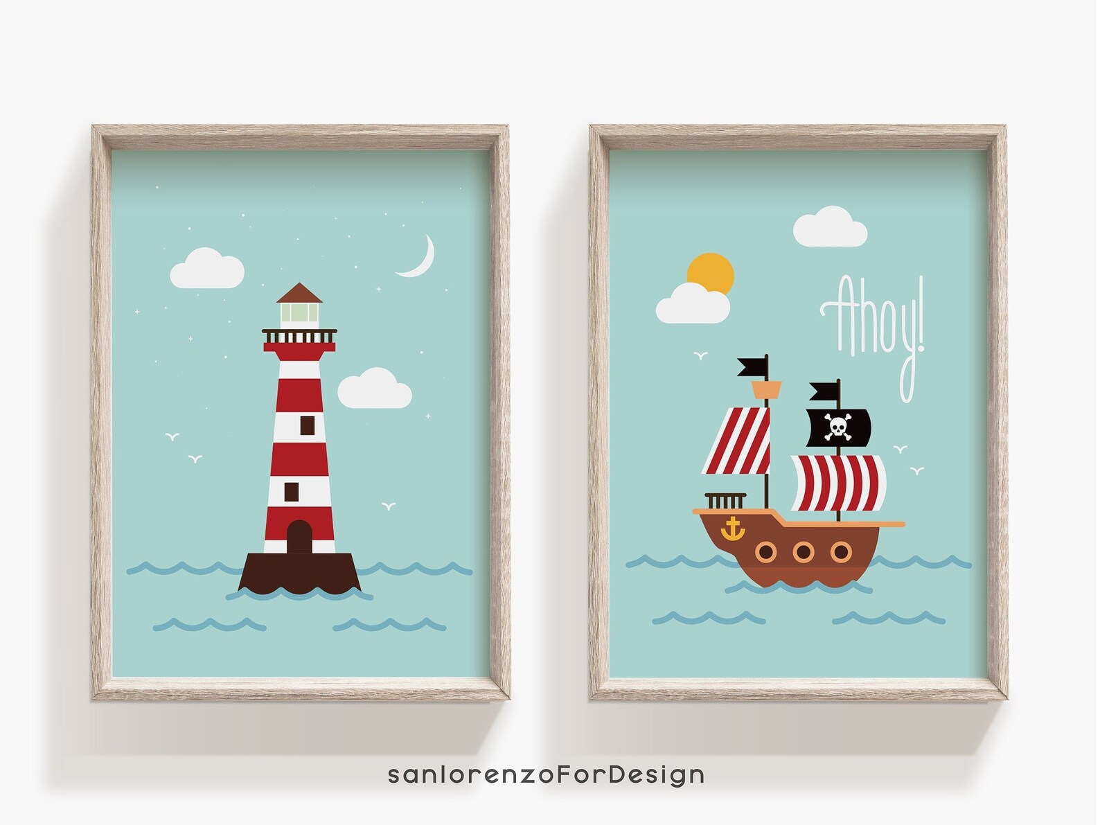 Lighthouse Printable Wall Art for Kids Room Nautical Nursery | Etsy
