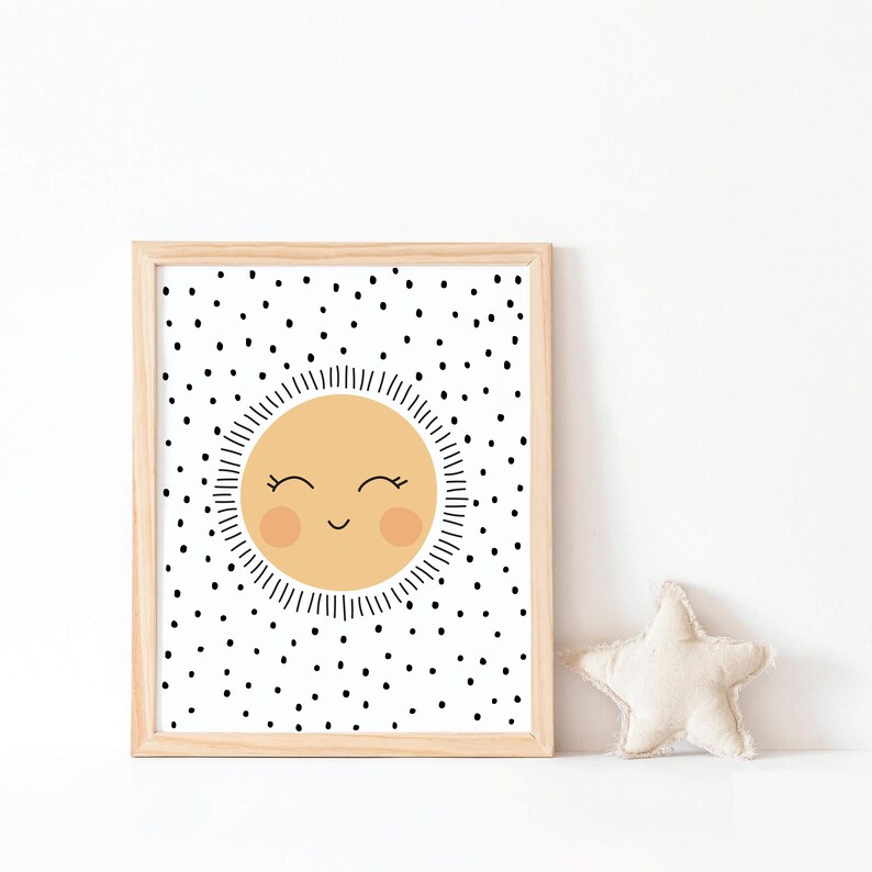 Happy Sun Printable Wall Art Sunshine Nursery Print Boho Sun - Etsy
