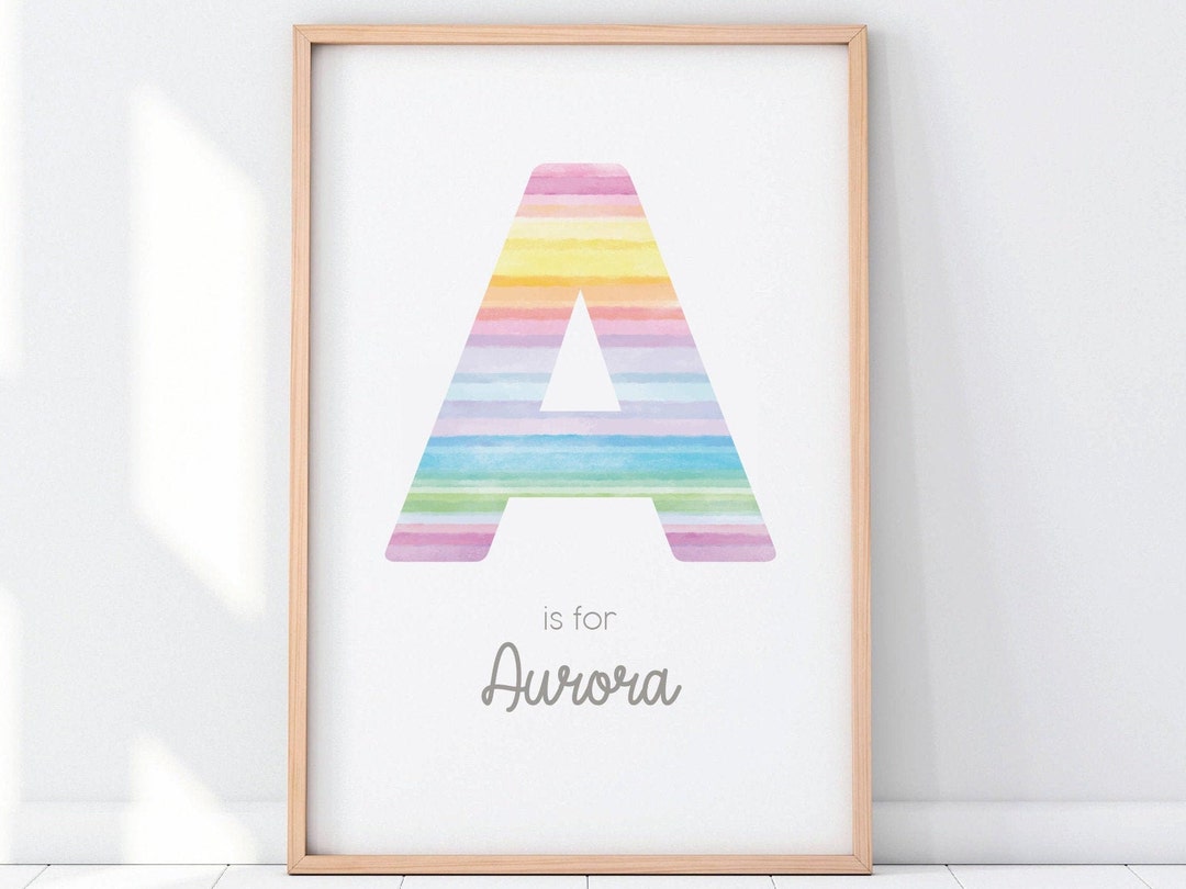 Rainbow Initial Letter Rainbow Monogram First Name Letter Custom Wall ...