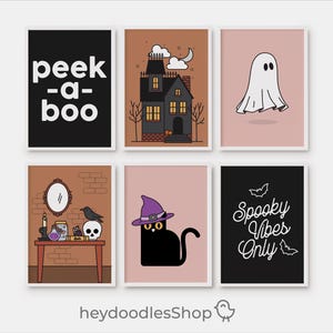 Halloween Printable Wall Art Set of 6 Halloween Decor Spooky Prints Set ...