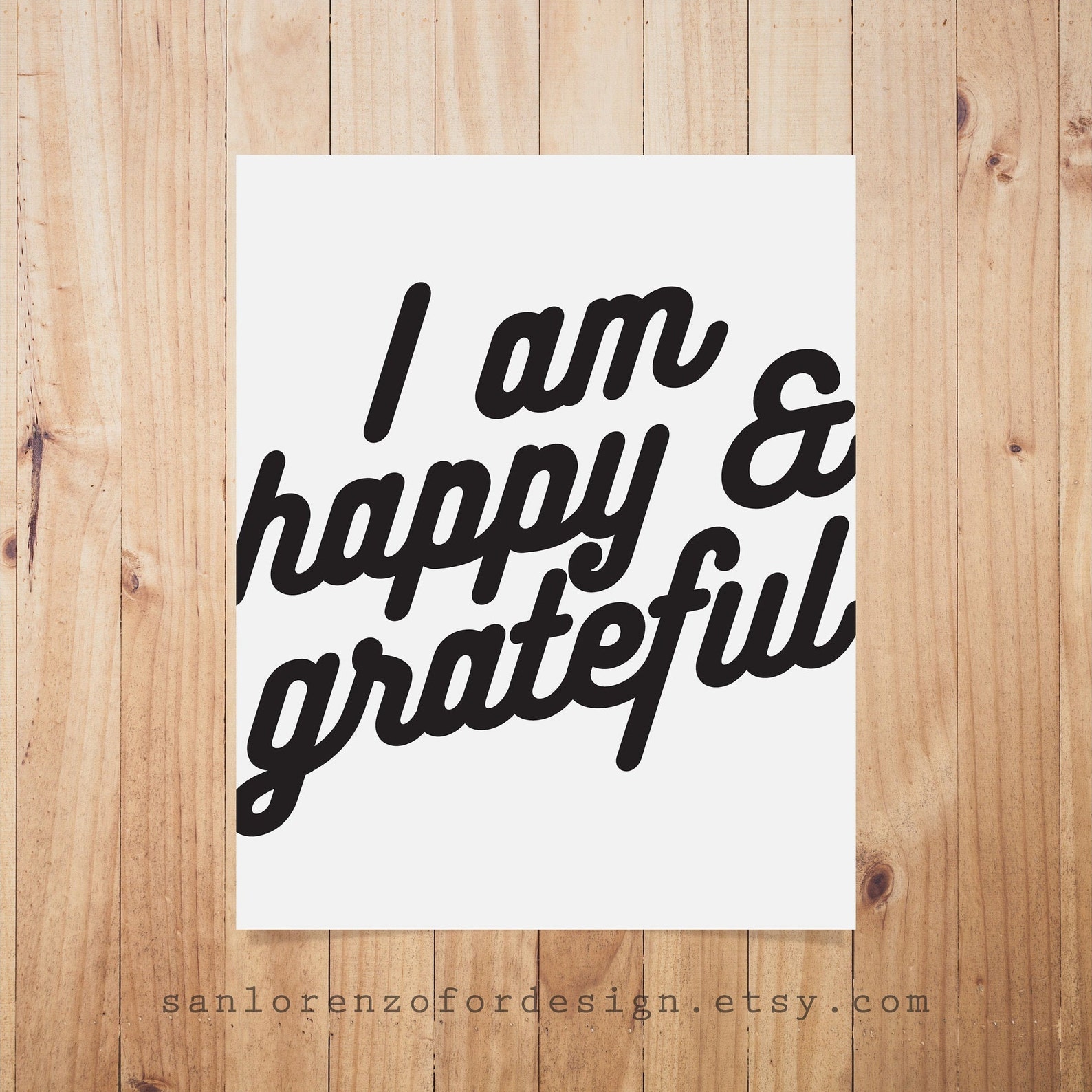 I Am Happy And Grateful Printable Wall Art Affirmation | Etsy