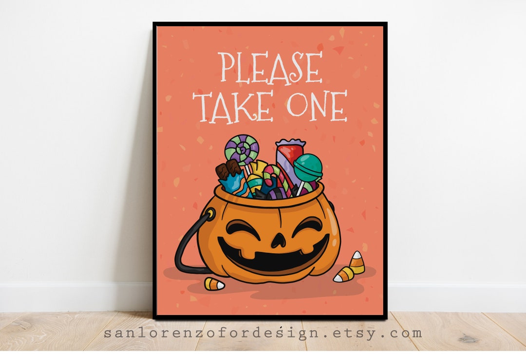 Halloween Candy Sign, Please Take One, Halloween Party Table Printable ...