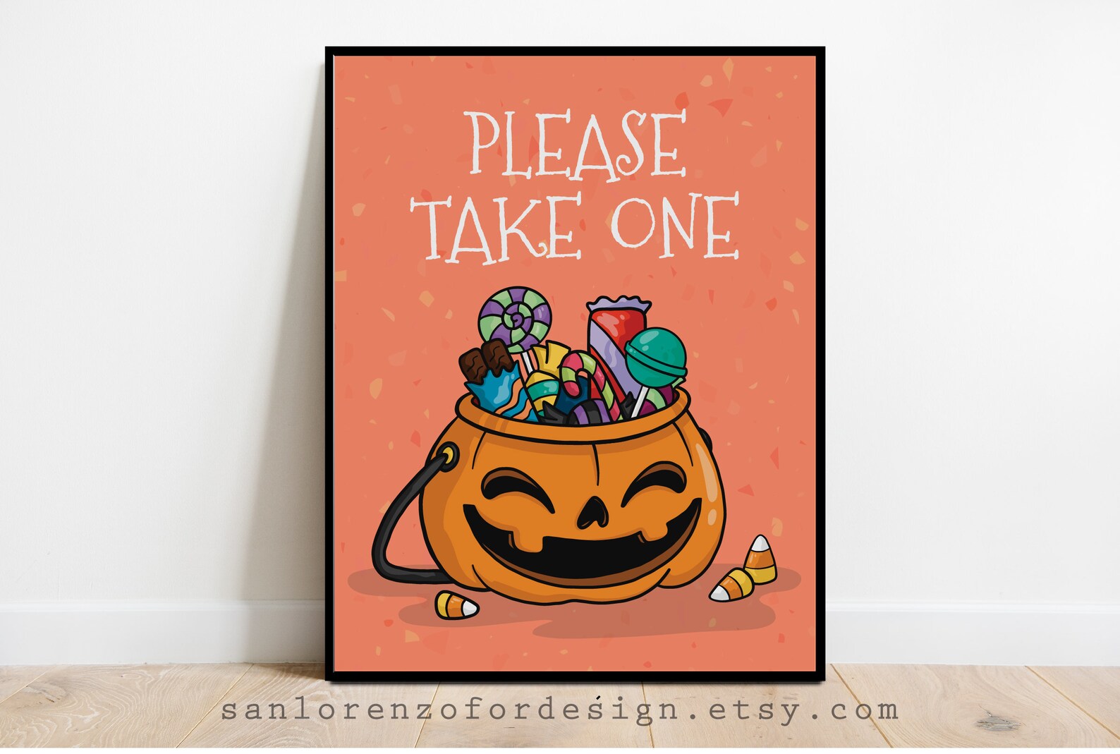 Halloween Candy Sign Please Take One Halloween Party Table - Etsy