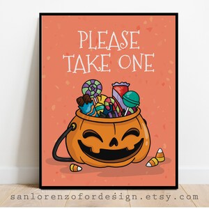 Halloween Candy Sign, Please Take One, Halloween Party Table Printable ...