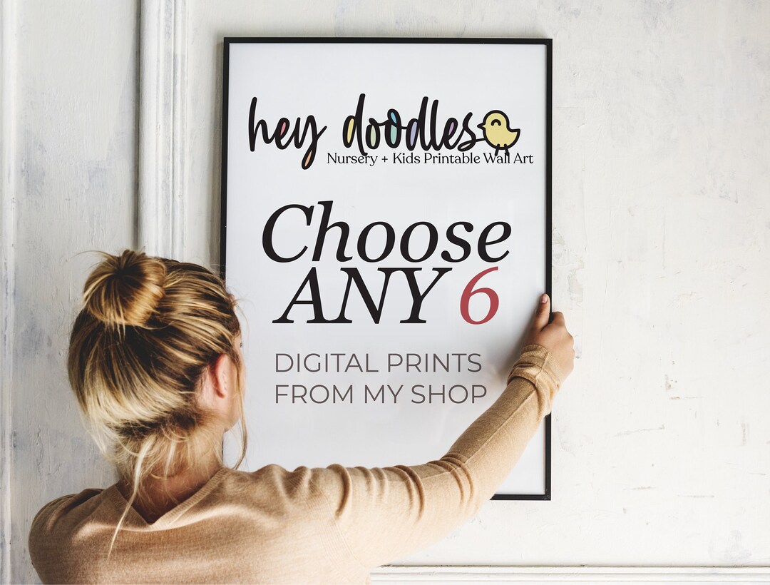 6 Printable Designs, Printable Art Set of 6, Bundle Printable, Custom ...
