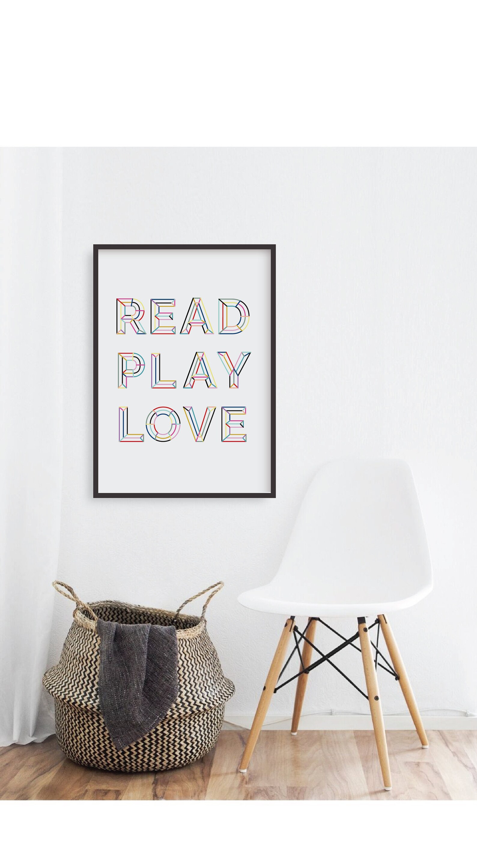 Read Play Love Nursery Decor Playroom Wall Art Rainbow | Etsy