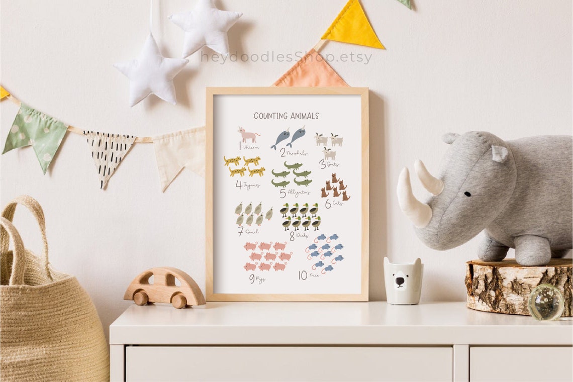 Numbers for Kids Animal Numbers Printable Wall Art Counting - Etsy