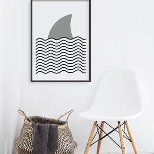 Shark Fin Printable Wall Art Nautical Nursery Decor Shark Illustration ...