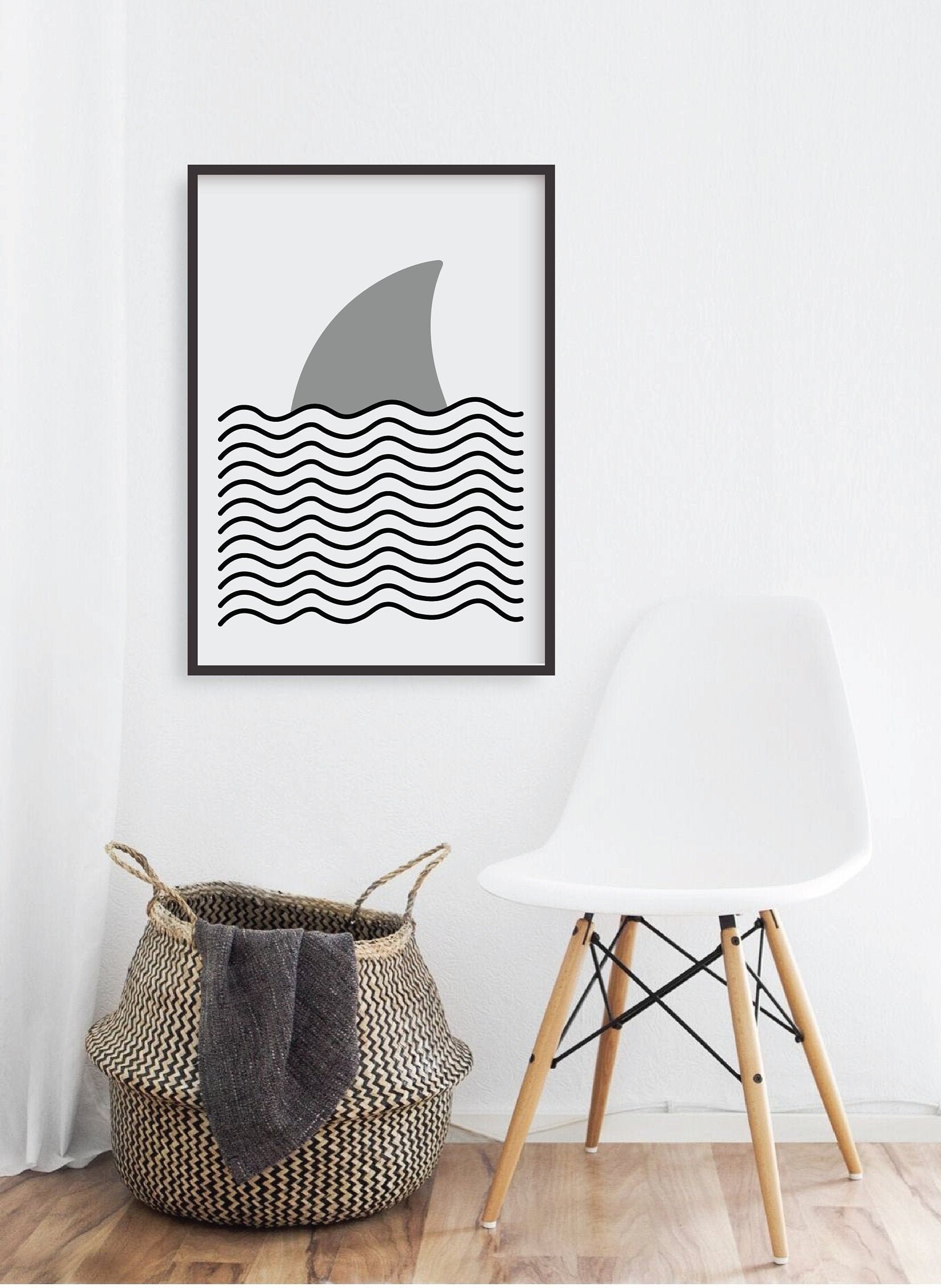 Shark Fin Printable Wall Art Nautical Nursery Decor Shark | Etsy