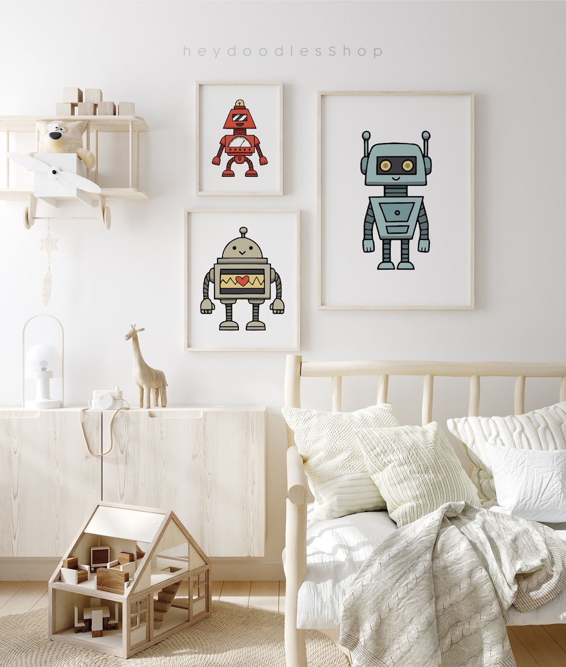 Set of 3 Robot Nursery Robot Wall Decor Retro Robot Robot - Etsy