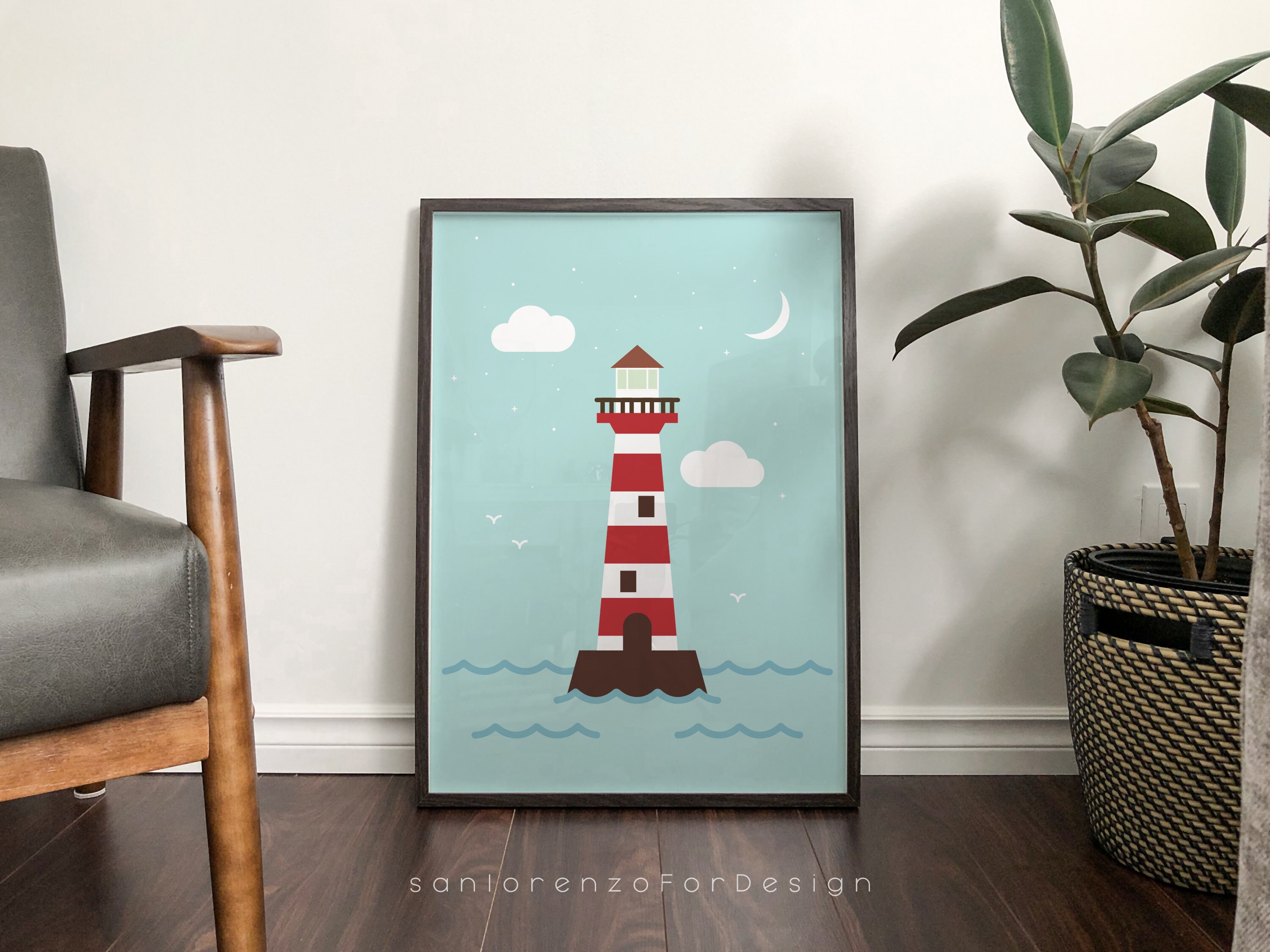 Lighthouse Printable Wall Art for Kids Room Nautical Nursery | Etsy