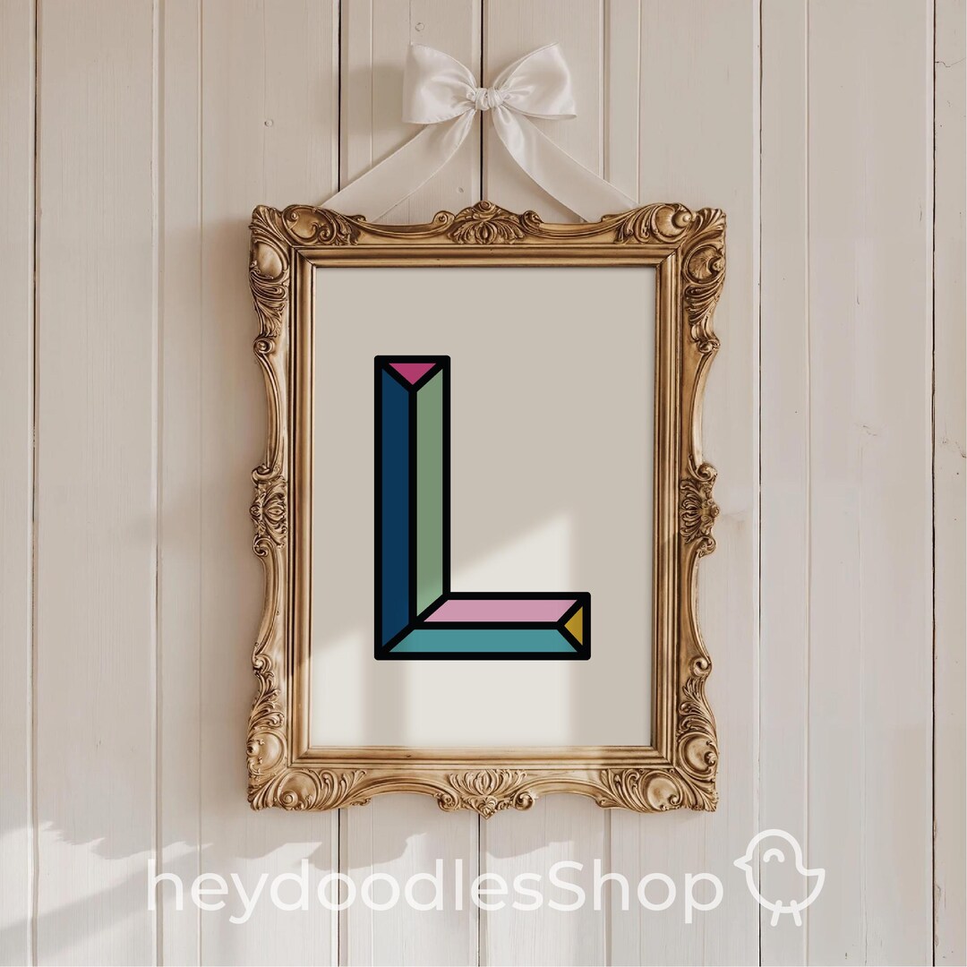 Letter L Initial Print: Colorful Monogram Wall Art (digital Download ...
